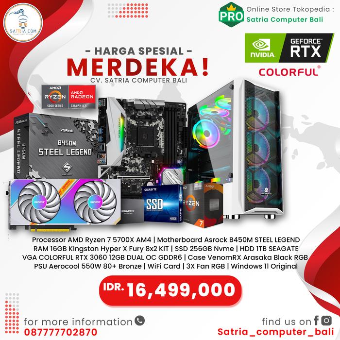 Jual KOMPUTER/PC RAKITAN GAMING AMD Ryzen 7 5700X AM4/8GB/RTX 3060/SSD 128 - Kota Denpasar ...