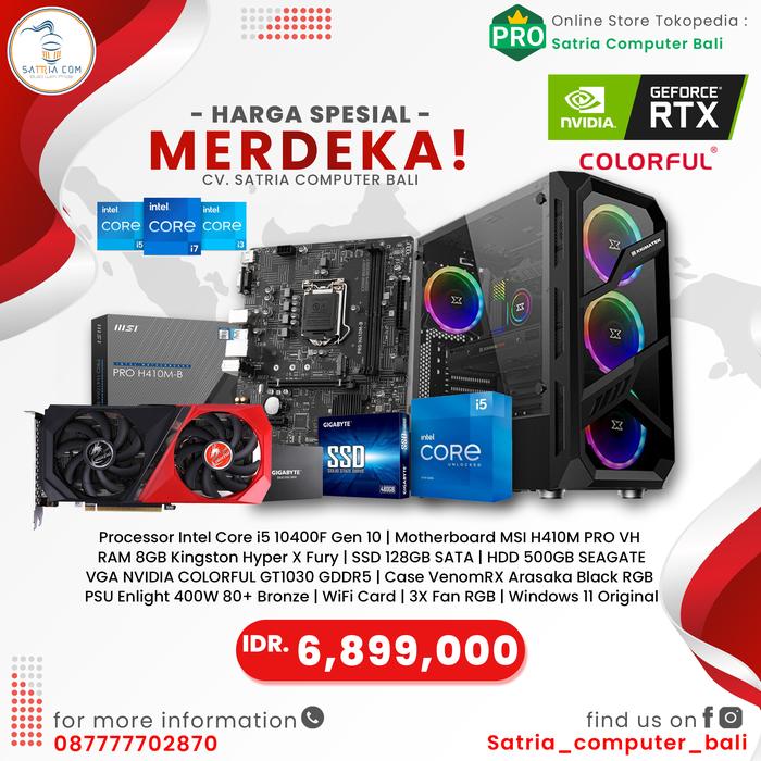 Jual KOMPUTER/ PC RAKITAN GAMING INTEL CORE I5 10400F/8GB/GT 1030/SSD 128 - Kota Denpasar ...