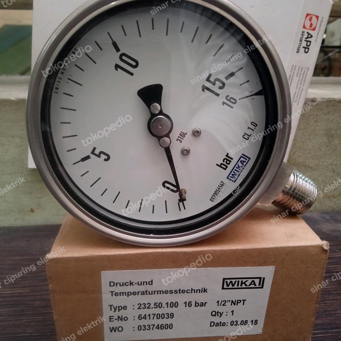 Jual pressur gauge WIKA 232.50.100. 16 bar drat 1/2 npt - Kota Tangerang - sinar cipuring ...
