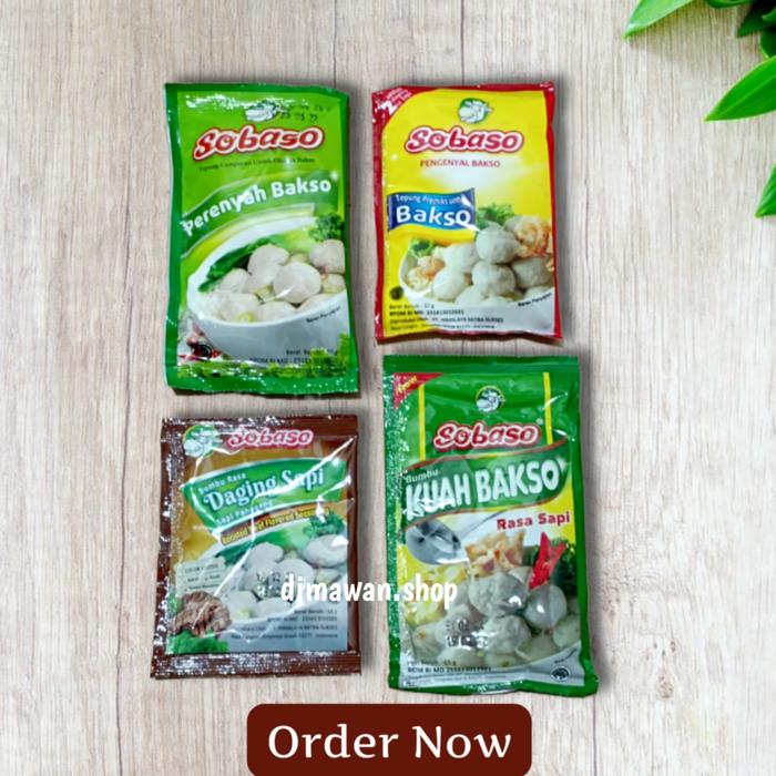 Jual SOBASO tepung pengenyal,perenyah,sari daging,bumbu kuah baso rasa ...