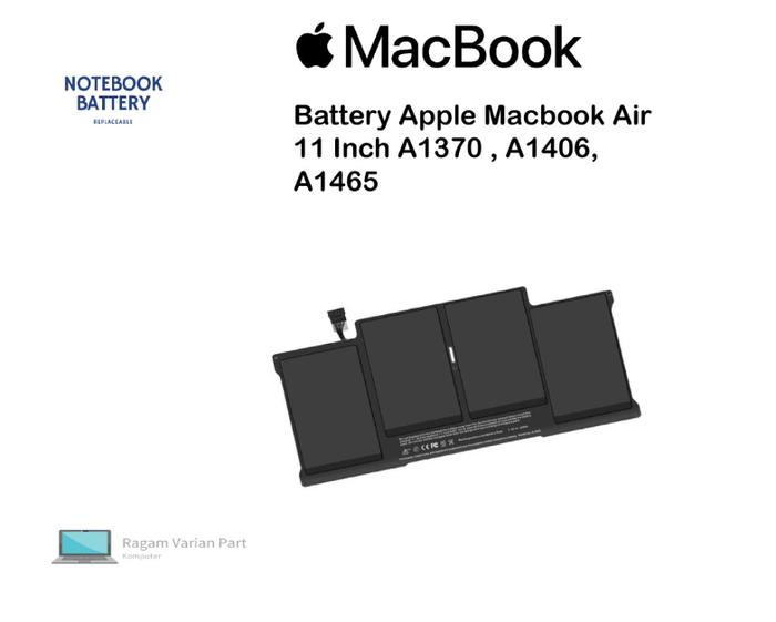 Jual ORIGINAL BATERAI BATRE APPLE MACBOOK AIR A1406 A1495 A1370 A1466 ...
