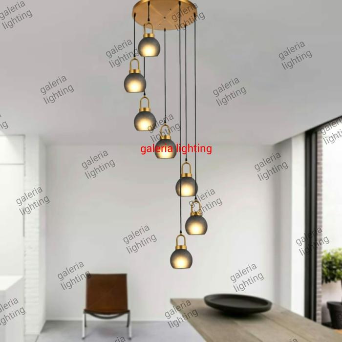 Jual Lampu gantung minimalis 7 ring dekorasi ruang void tipe 88841/7P ...