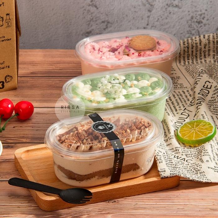 Jual [isi10] Kotak Packaging Oval Lunch Box Cake Kue Pudding Dessert ...