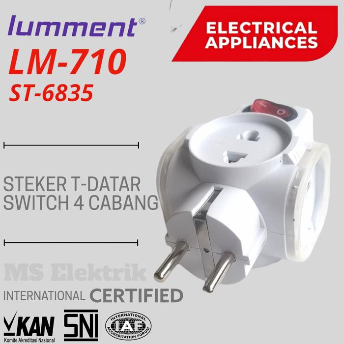 Jual Steker T Datar / Buntung + Saklar/ Switch Merk LUMMENT - Kota ...
