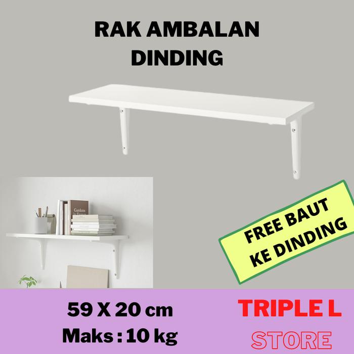 Jual Rak Ambalan Dinding Hambalan Gantung Minimalis Putih 50x20 - Kota ...