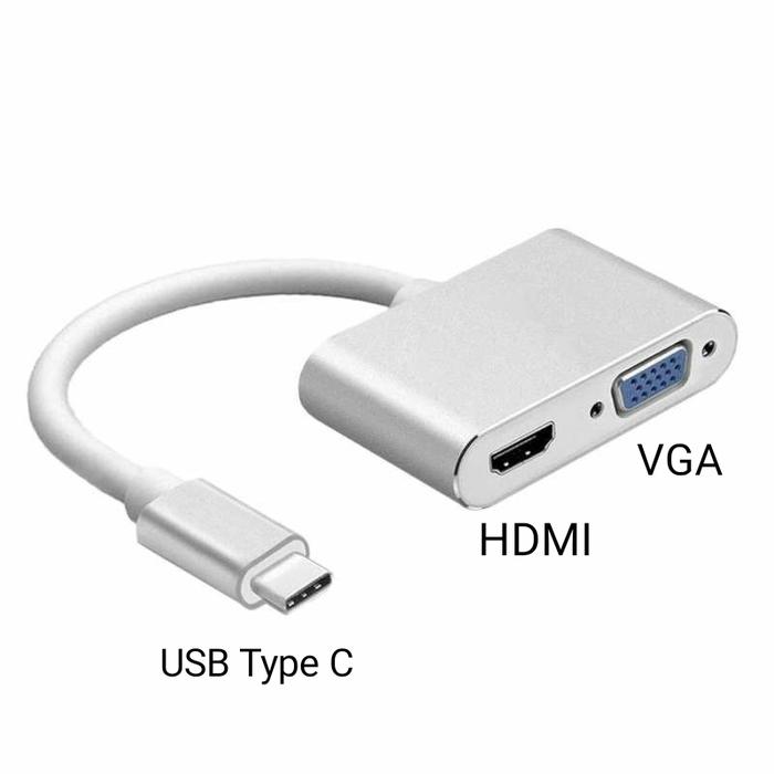 Jual Converter USB type C to 2 in 1 HDMI VGA - Kota Surabaya - Chronos ...