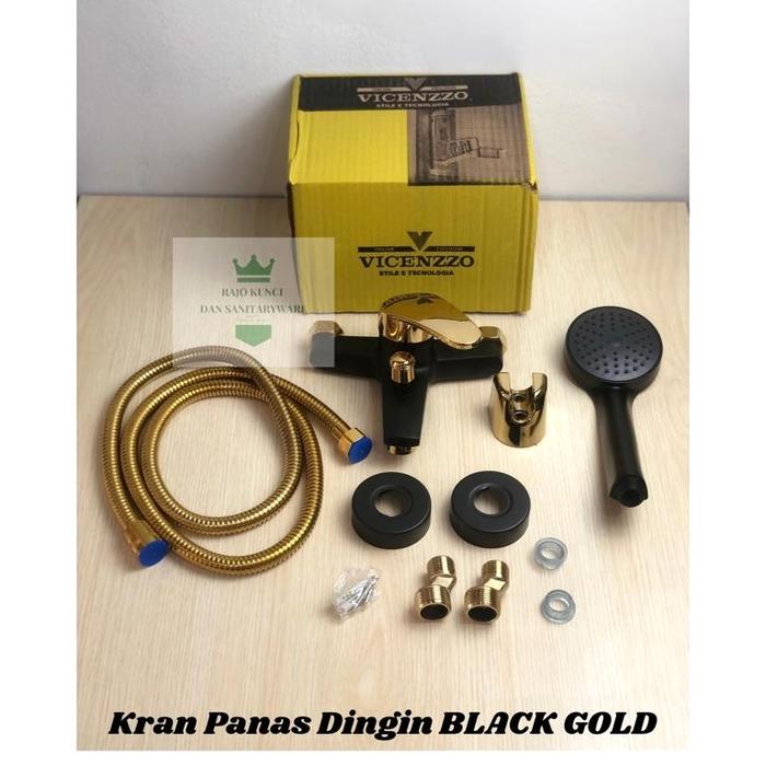 Jual kran panas dingin shower Black Gold vicenzzo/ Kran Bathtub ...
