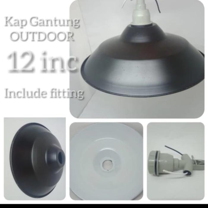 Jual Kap lampu gantung WD 12inci 30cm fitting E27 hitam alumunium outdoor - Jakarta Pusat ...