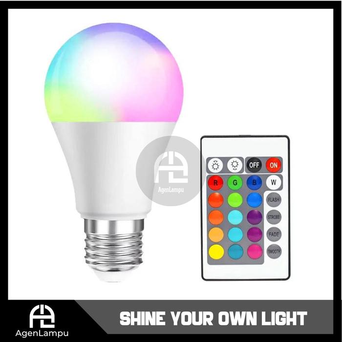 Jual Lampu Bohlam LED RGBW Remote Control 16 Warna Dimmable 7W ...
