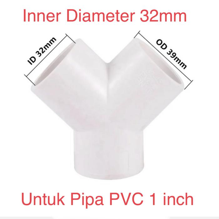 Jual White Fitting 3 Way arah Cabang Y ID 32mm for Pipa PVC 1 Inch Pipe ...