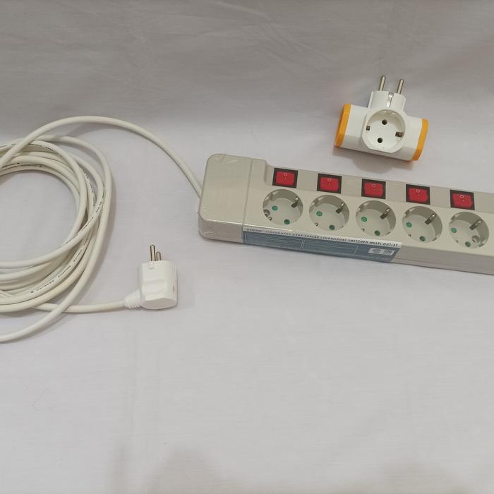 Jual Stop Kontak Colokan Listrik 6L 6Saklar Kabel 5m Paket Steker ...