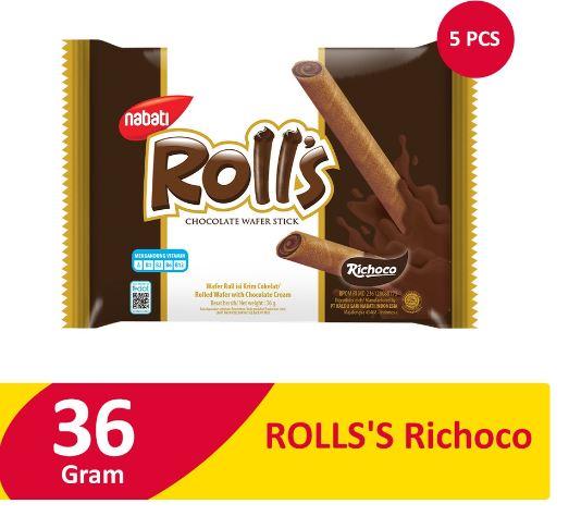 Jual ROLLS'S Richoco 36g Isi : 5 Pcs Wafer stik dengan perpaduan crepes ...