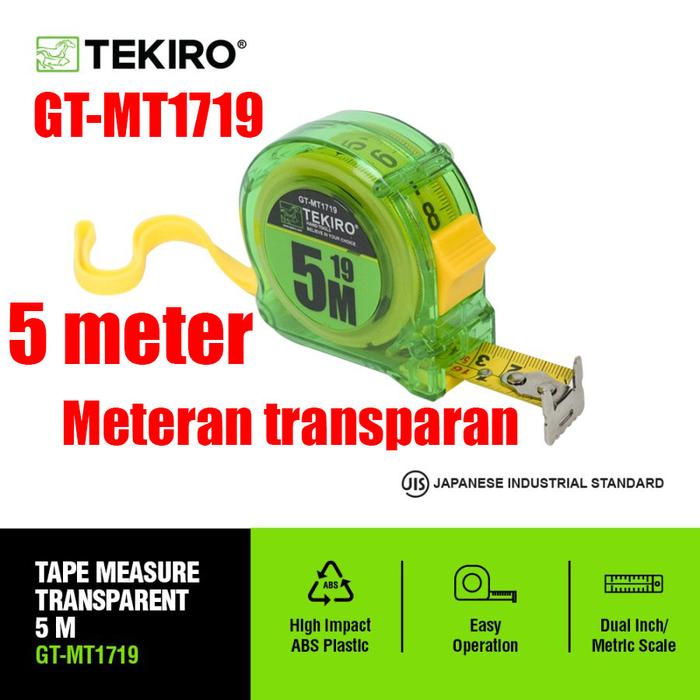 Jual TEKIRO METERAN 5 METER TRANSPARAN GT-MT1719 Roll Meter Measurement ...