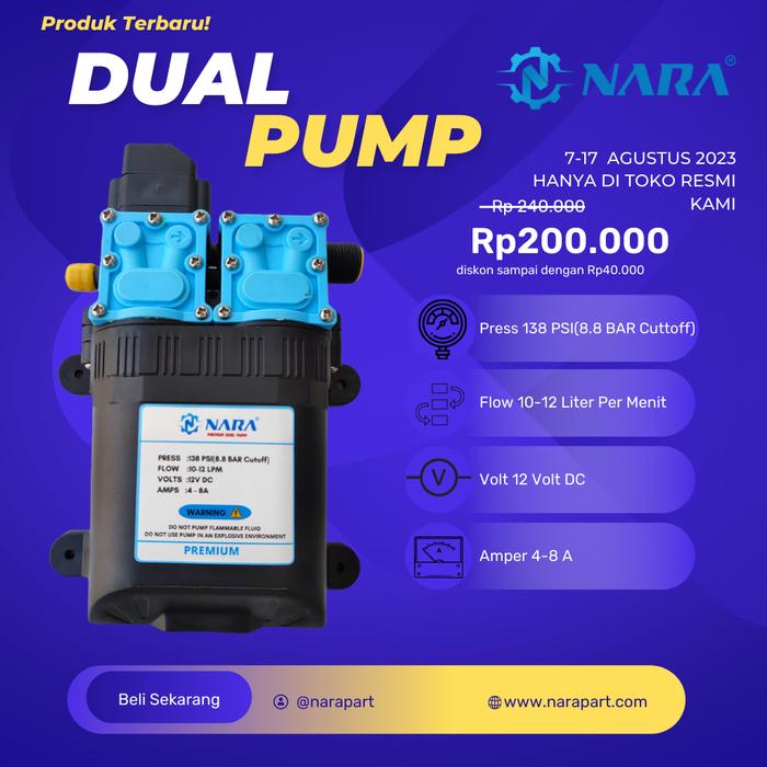 Jual Dual Pump 12v 8.8 Bar 12 Lpm Dinamo Pompa Sprayer NARA Dobel ...