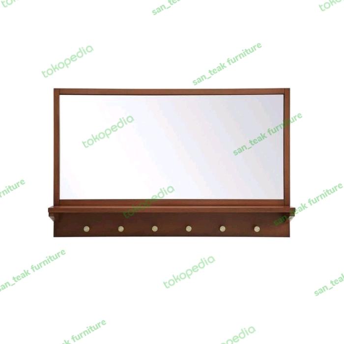 Jual cermin rak kamar mandi kaca dinding minimalis kayu jati - walnut ...
