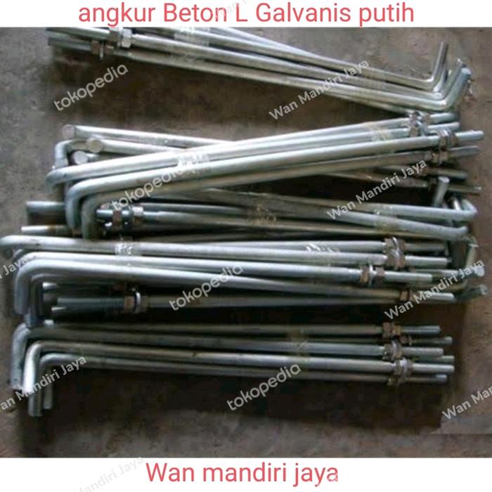 Jual angkur L beton M19 x 80cm x 10cm + 2mur + 2ring ( Galvanis putih ...