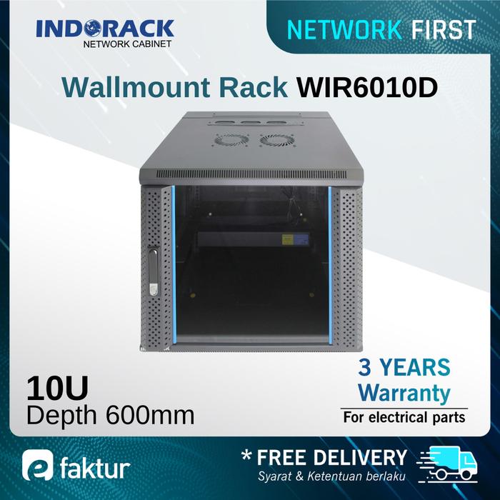 Jual WIR6010D Indorack Wallmount Rack 10U Depth 600mm Double Glass Door ...