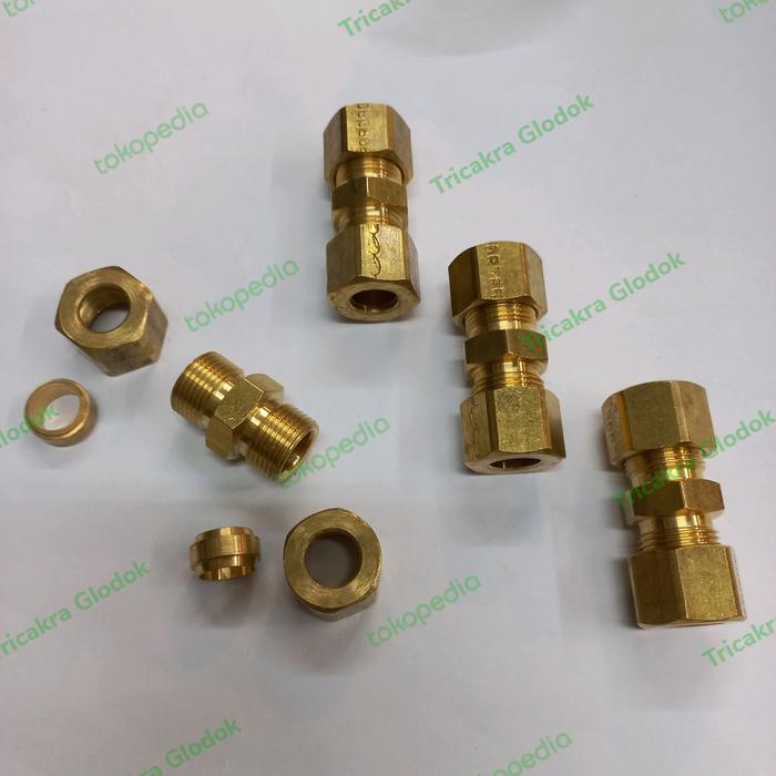 Jual union connector kuningan 6mm/sambungan pipa tembaga 6mm/fitting ...