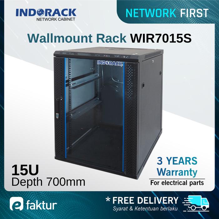 Jual WIR7015S Indorack Wallmount Rack 15U Depth 700mm Single Glass Door ...