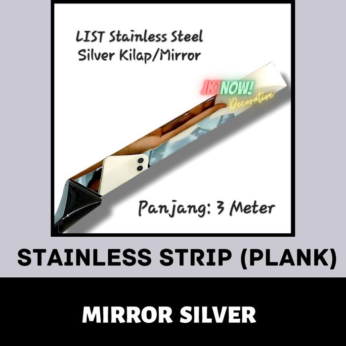 Jual List Plat Strip Stainless Interior Mirror Silver 20mm T:2mm P: 3 ...