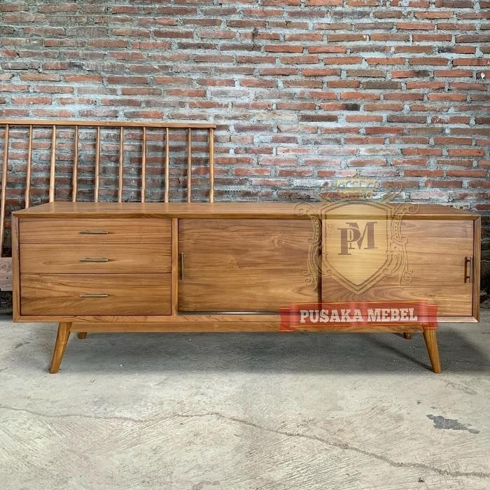Jual meja cabinet tv kayu jati, credenza tv kayu jati, buffet meja tv ...
