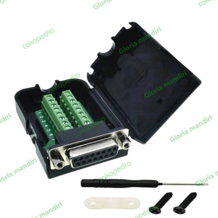 Jual DB15 female to 15 Pin 15pin Breakout Board Terminal Connector ...