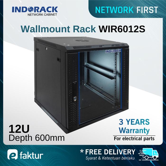 Jual WIR6012S Indorack Wallmount Rack 12U Depth 600mm Single Glass Door ...