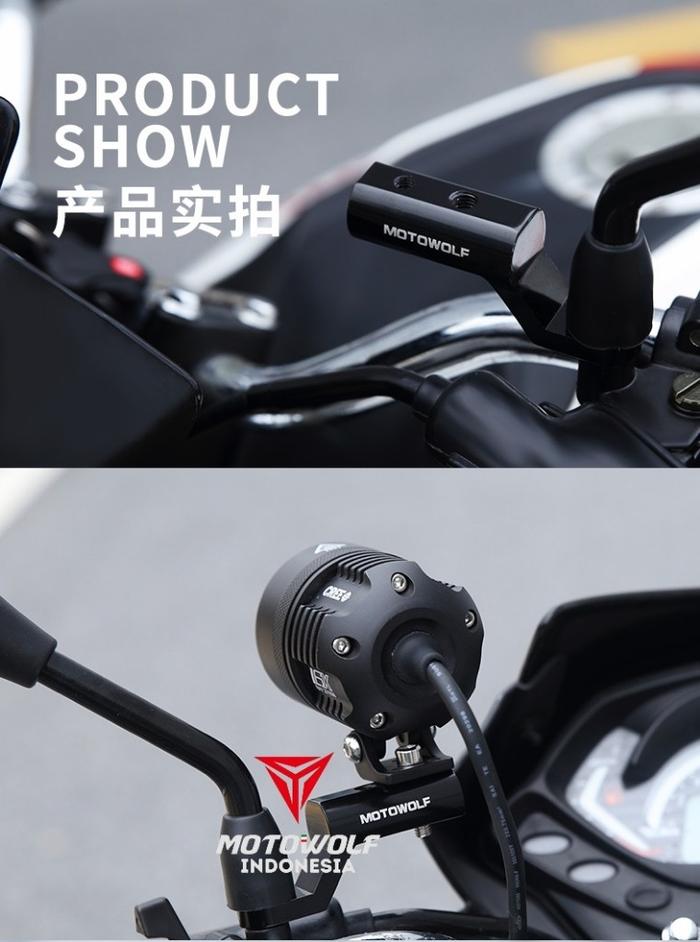 Jual Breket Spion MOTOWOLF Universal - Bracket Spion MOTOWOLF - Hitam ...