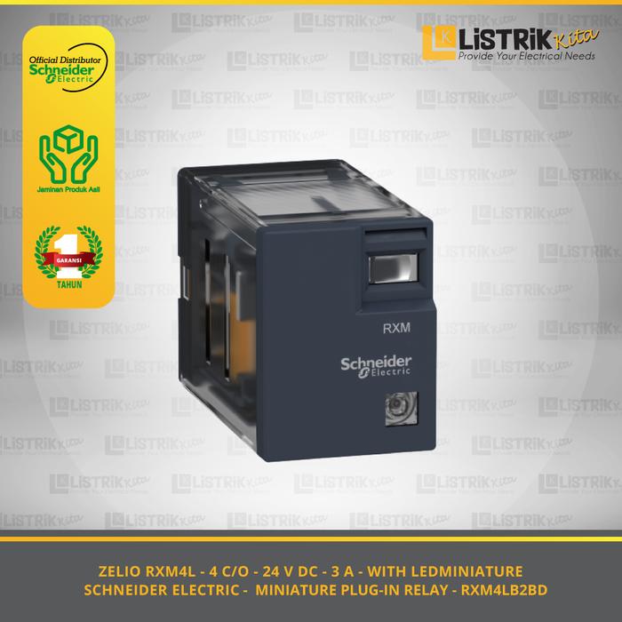 Jual SCHNEIDER PLUG-IN RELAY ZELIO RXM4L 4 C/O 24VDC 3A W/O LED - RXM4LB2BD - Jakarta Timur ...