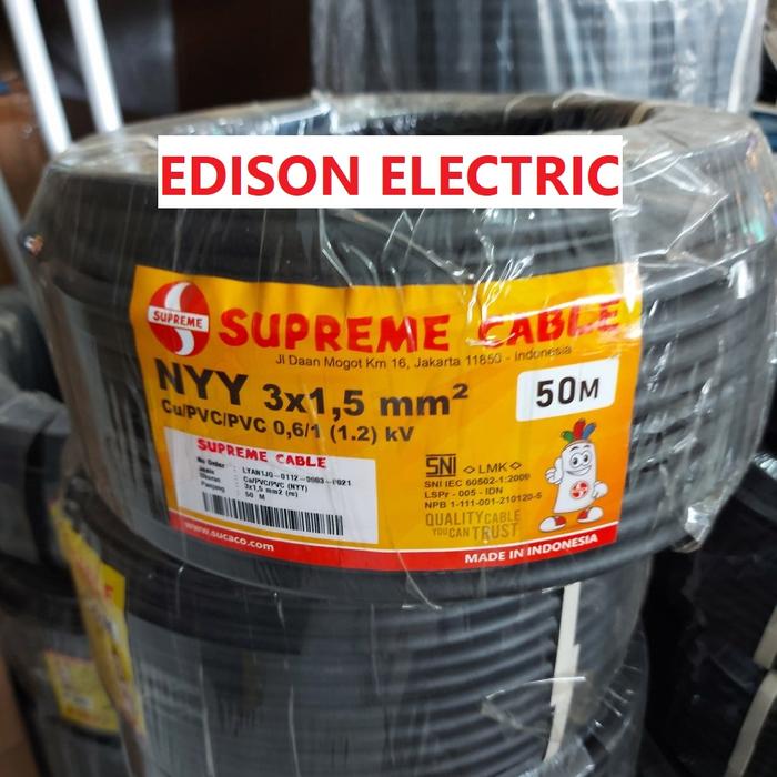 Jual SUPREME Kabel NYY 3x1.5 Hitam Tunggal Per Meter / Roll 50M - 100M ...