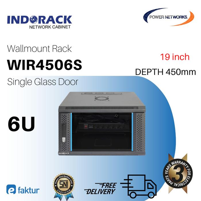 Jual INDORACK WALLMOUNT RACK WIR4506S SINGLE GLASS DOOR 6U DEPTH 450mm ...