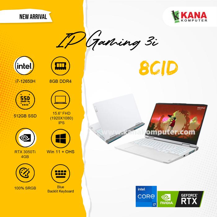 Jual Lenovo IP Gaming 3i 8CID Intel core i7-12650H/8GB/512SSD/RTX3050Ti - Kab. Sleman ...