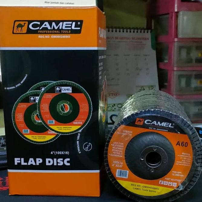 Jual Flap Disc Sand Grit 4" Inch 100 mm A60 Amplas Gerinda Susun Camel ...