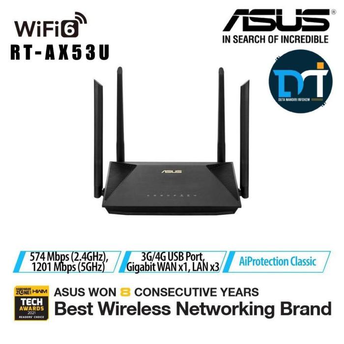 Jual ASUS RT-AX53U AX1800 Dual Band WiFi 6 Wireless Router with AiMesh ...