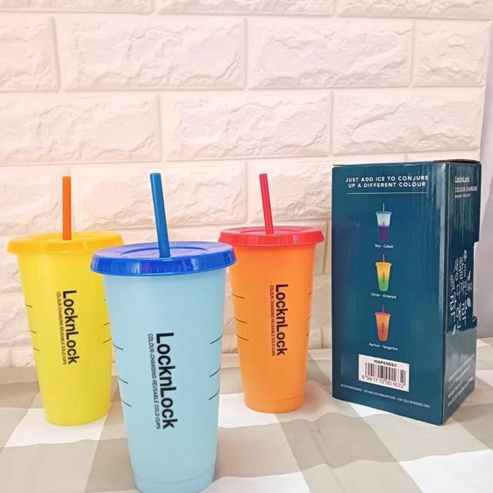Jual LOCKNLOCK COLOR CHANGING REUSABLE COLD CUP/1 SET ISI 3 GELAS ...