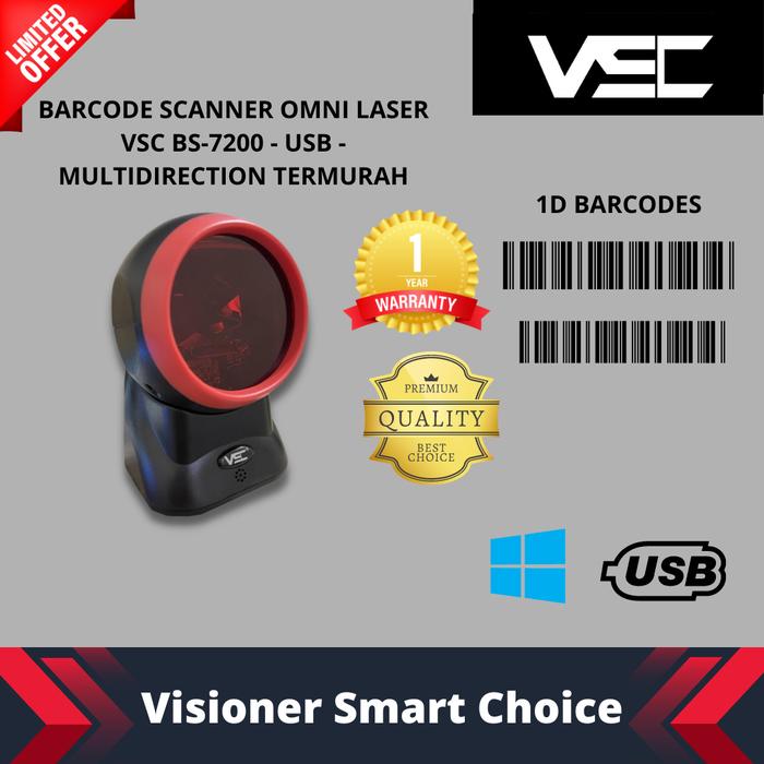 Promo BARCODE SCANNER OMNI LASER VSC BS-7200 - USB - MULTIDIRECTION ...