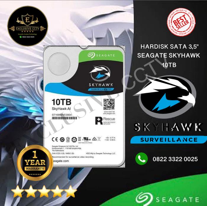 Jual HARDISK 10TB SKYHAWK 3,5" SATA HDD 10TB penyimpanan internal DVR ...
