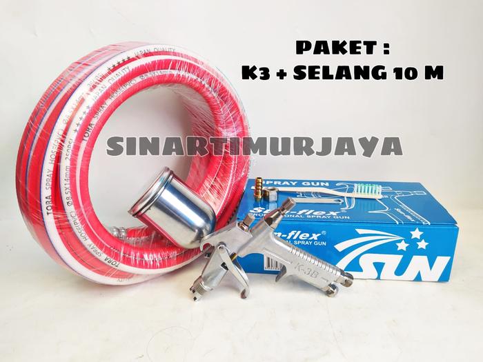 Jual Paket spray gun K3 + selang kompresor 10 m murah / paket cat ...