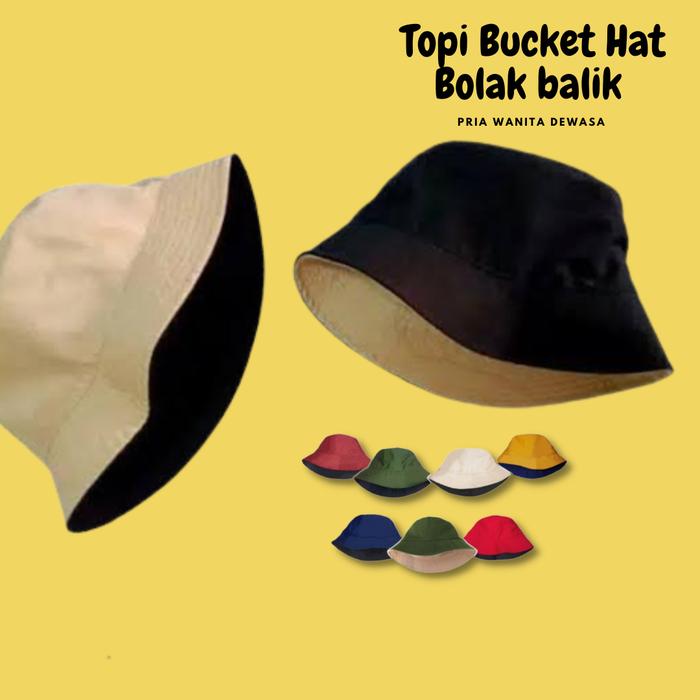 Jual TOPI BUCKET HAT BOLAK BALIK DUA WARNA PRIA WANITA - Army kuning ...
