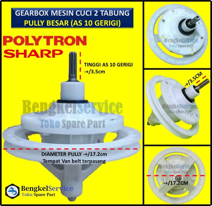 Jual Gear Box Gearbox Mesin Cuci Sharp/Polytron Gigi 10 dan 11 Pully ...