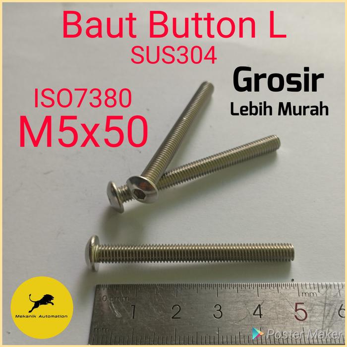 Jual Baut L Button M5 x 50 SUS304 - Jakarta Timur - MekanikAutomation | Tokopedia