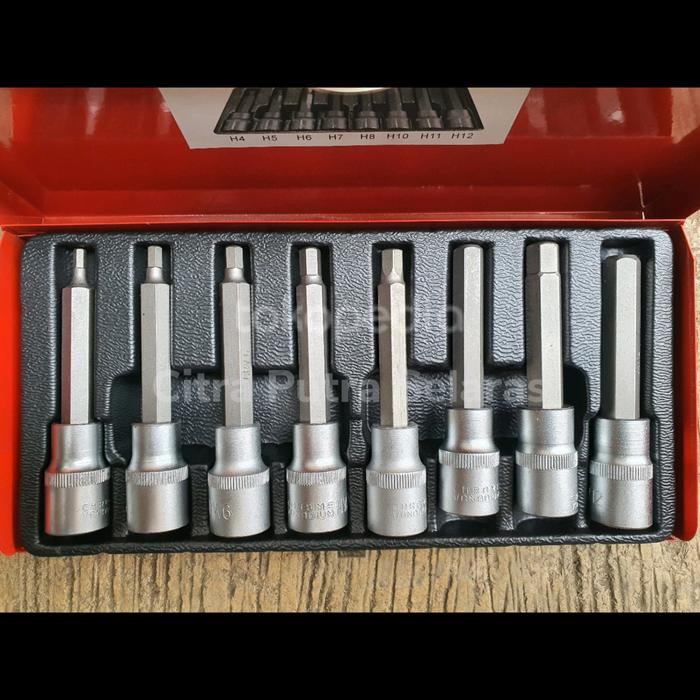 Jual LONG HEX BIT SOCKET 1/2"DR 8PCS/SET KUNCI SOCK METRIC HEXAGONAL H4 ...
