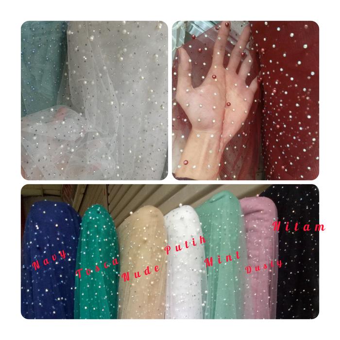 Jual Bahan tile mutiara diamond kain tule payet Bahan kebaya_Obral tile ...