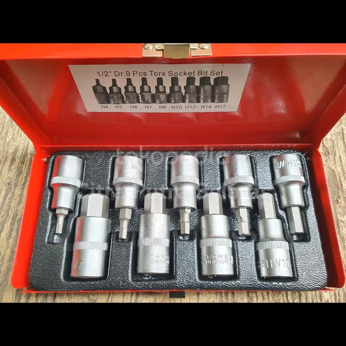Jual HEX BIT SOCKET 1/2"DR 9PCS/SET SOK KUNCI SOCK METRIC HEXAGONAL H4 ...