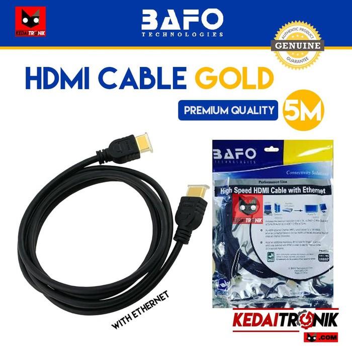 Jual Kabel HDMI BAFO 5M Cable + Ethernet GOLD NEW 2.0 4K 5 Meter V1.4 ...