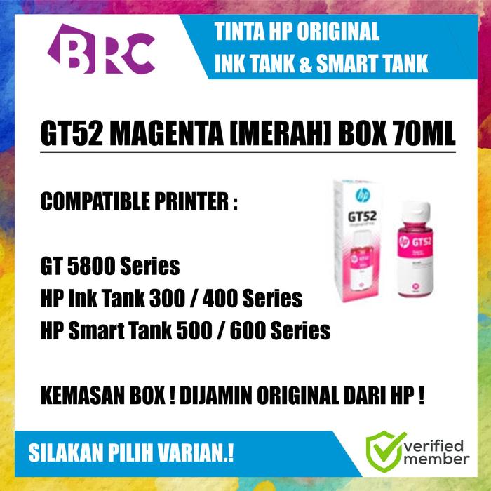 Jual Tinta HP Ink Tank Smart Tank GT53 GT52 GT51 XL Black Color ...