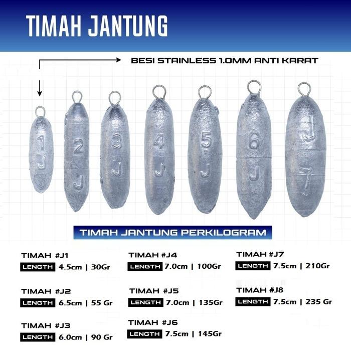 Jual Timah Jantung / Timah Pemberat Pancing Jaring MURAH Ukuran j5 j6 ...