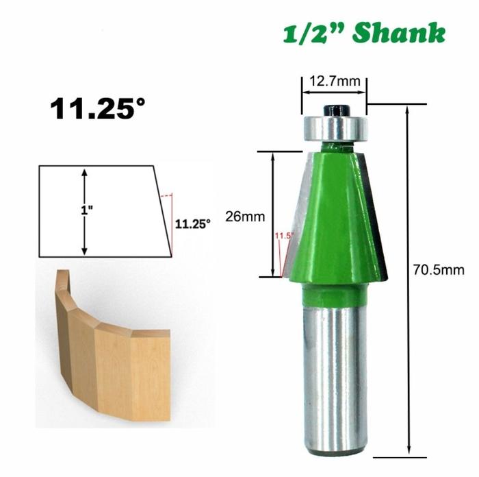 Jual Mata Profil Router Bit Chamfer 15" 11,25" 22,5" Derajat Shank 1/2 ...