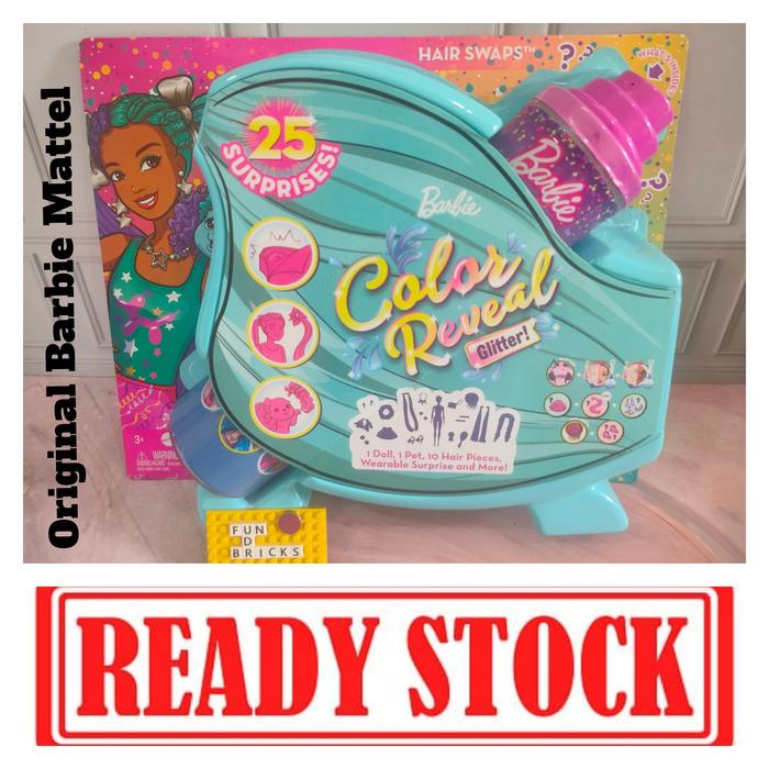 Jual Barbie Color Reveal Glitter Blue Hair Swaps Hairswaps Mattel ...