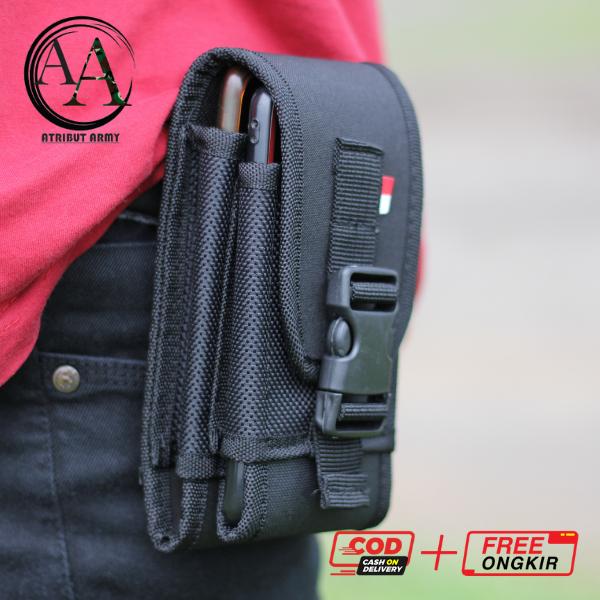Jual Sarung Tempat Hp Pinggang Tas Dompet Hp Pria muat 6,8inch Double ...